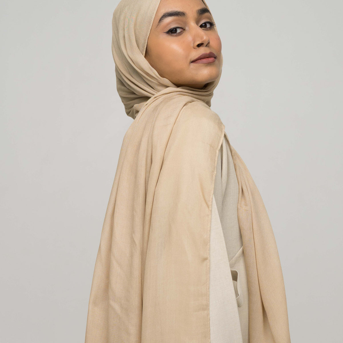 Beige Bamboo Modal Hijab – Modest Essentials