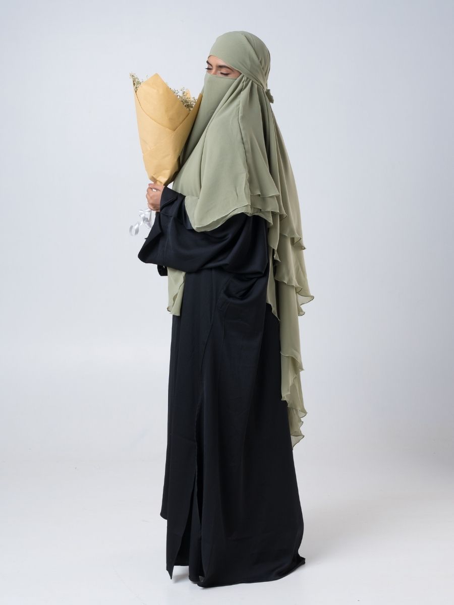 3-Layered Princess Khimar - Sage Green – Modest Essentials