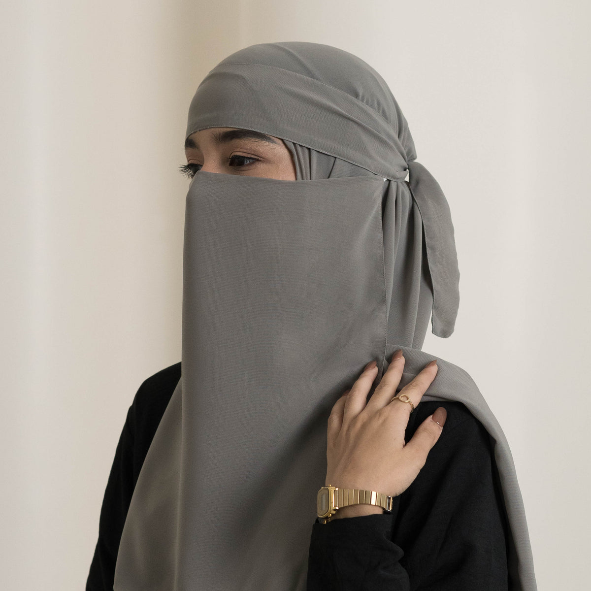 Medina Silk Niqab Set - Grey ( Niqab and Hijab sold separately ...