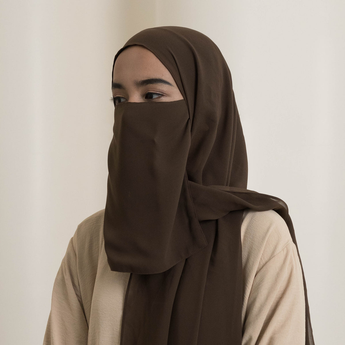 Medina Silk Niqab Set - Chocolate Brown ( Niqab and Hijab sold separat ...