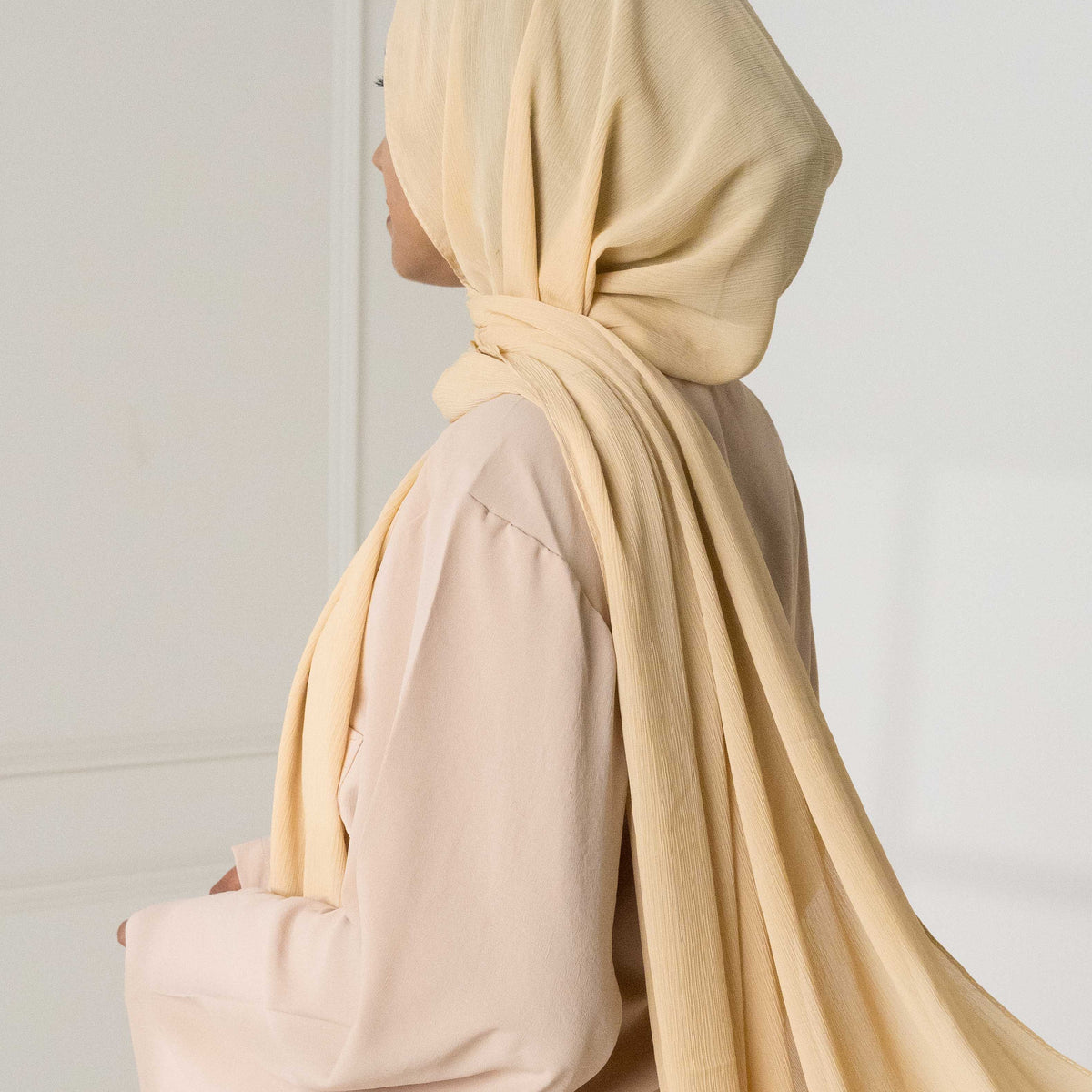 Cream Crinkled Chiffon Hijab – Modest Essentials